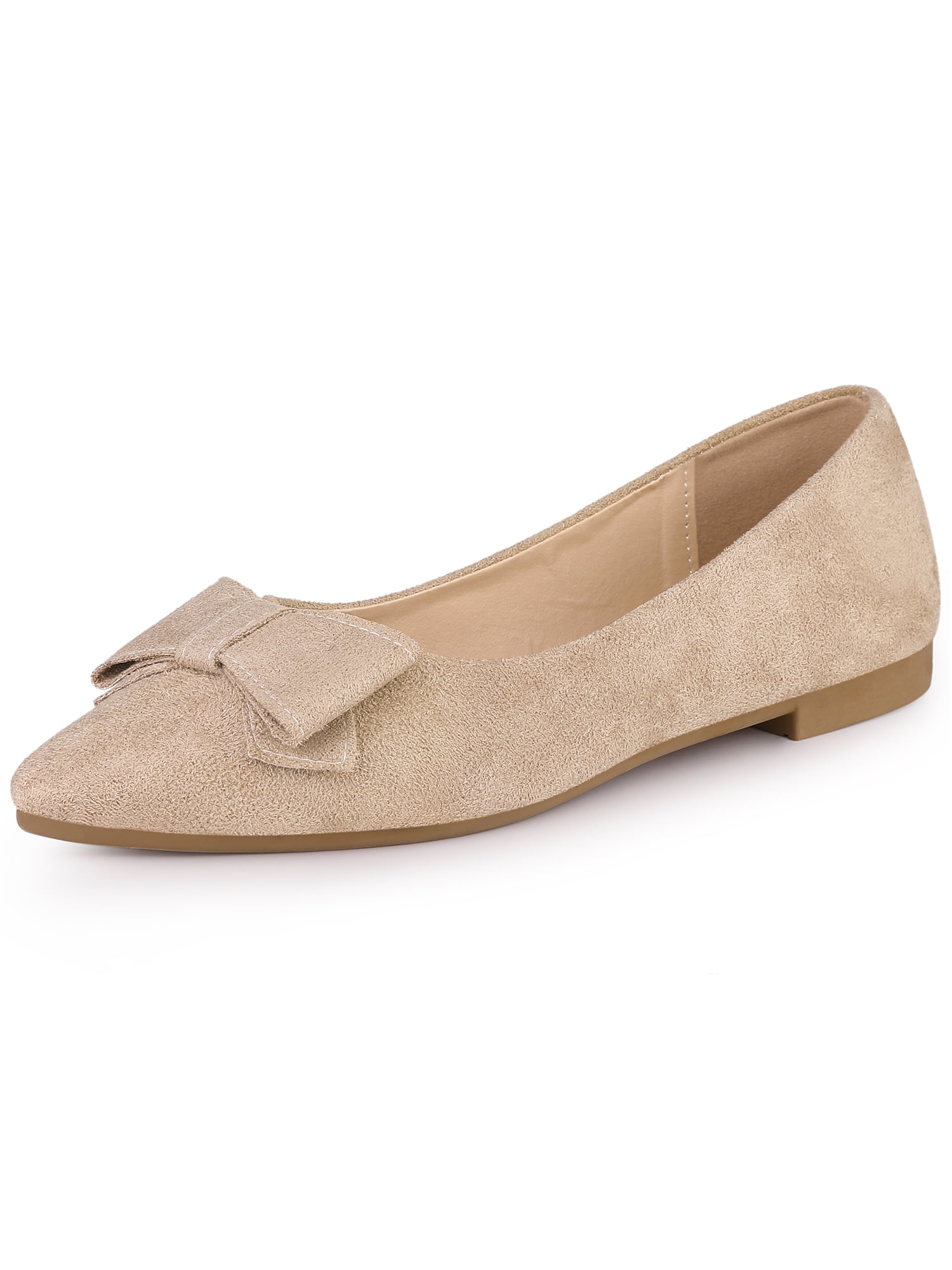 Perphy Pointed Toe Bow Slip on Ballet Flats for Women - Walmart.com