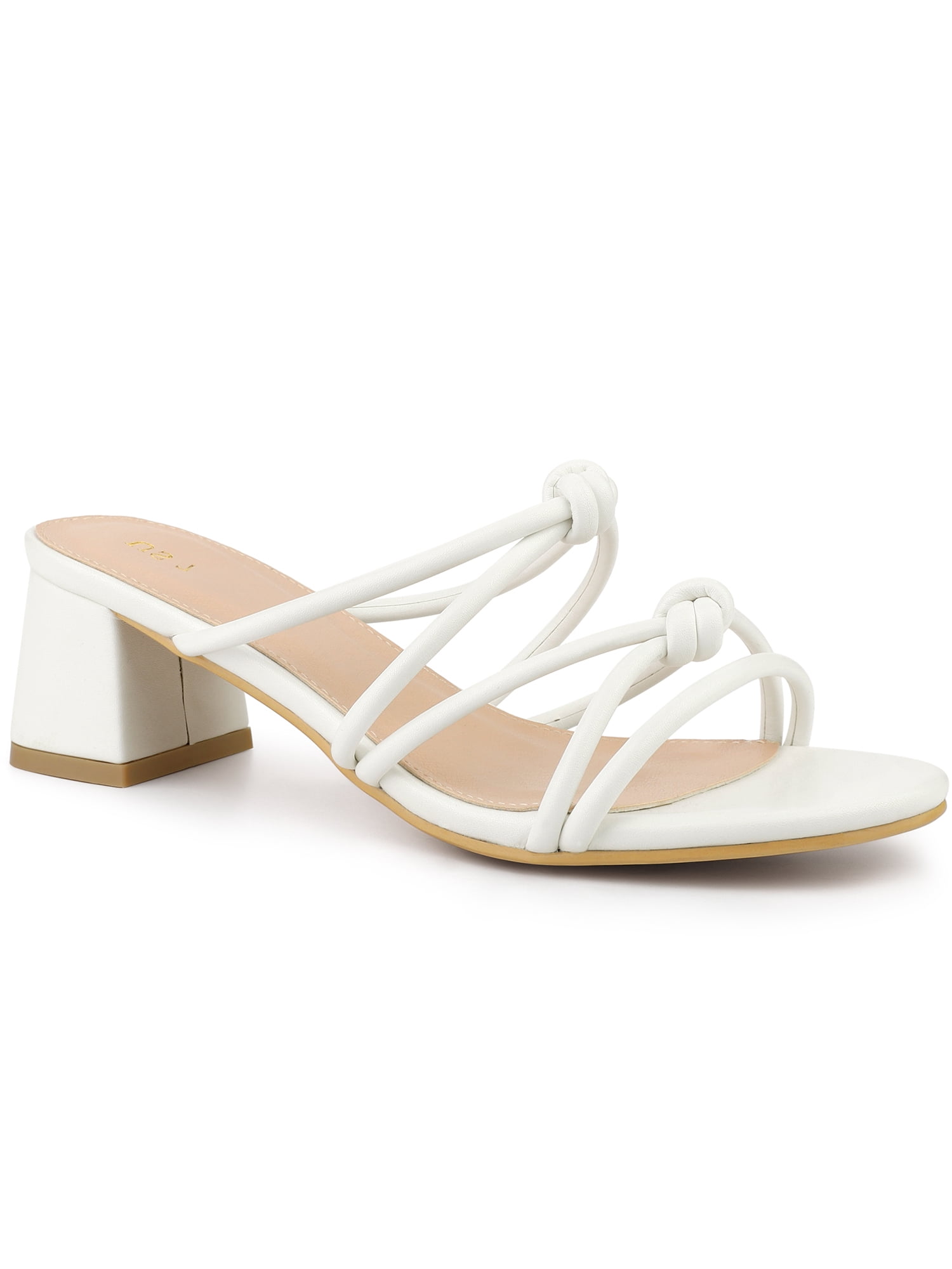 Perphy Pointed Toe Double Knotted Block Heel Slide Sandals for Women ...