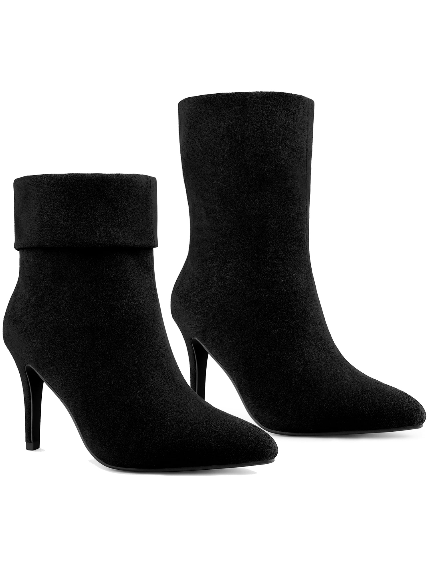 BLISSFUL STEP Pointed Toe Foldable Slip on Stiletto Heels Ankle Boots ...