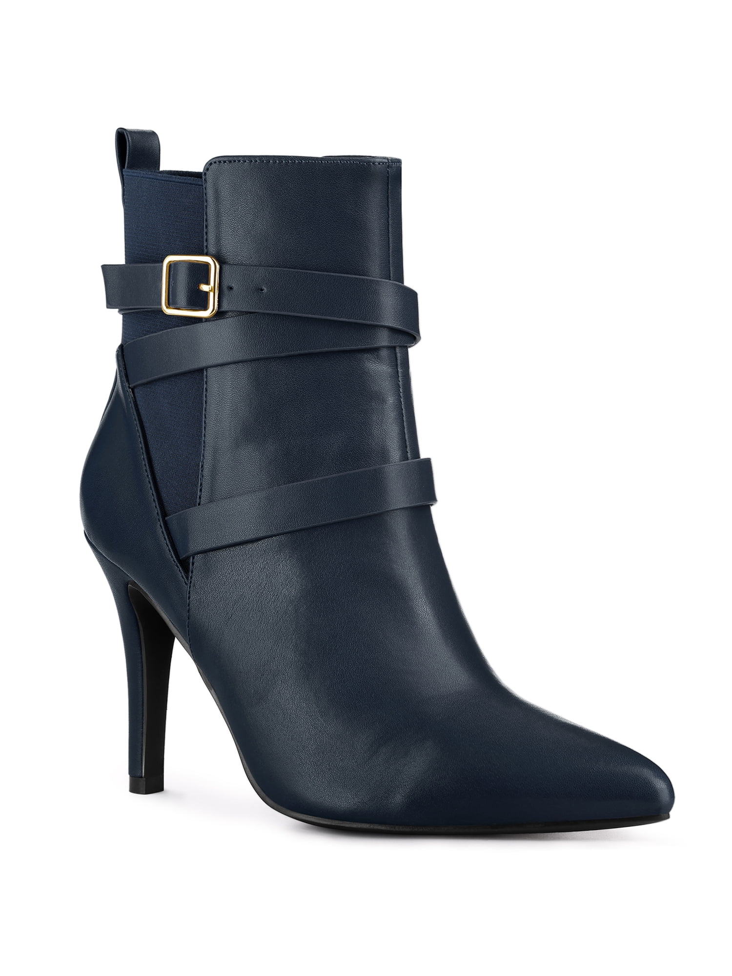 BLISSFUL STEP Women's Ankle Boost Faux Leather Pointed Toe Stiletto ...