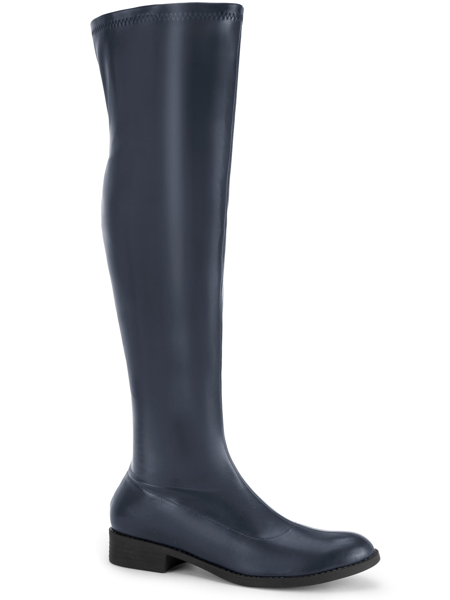 BLISSFUL STEP Round Toe Low Block Heel Over the Knee High Boots for ...