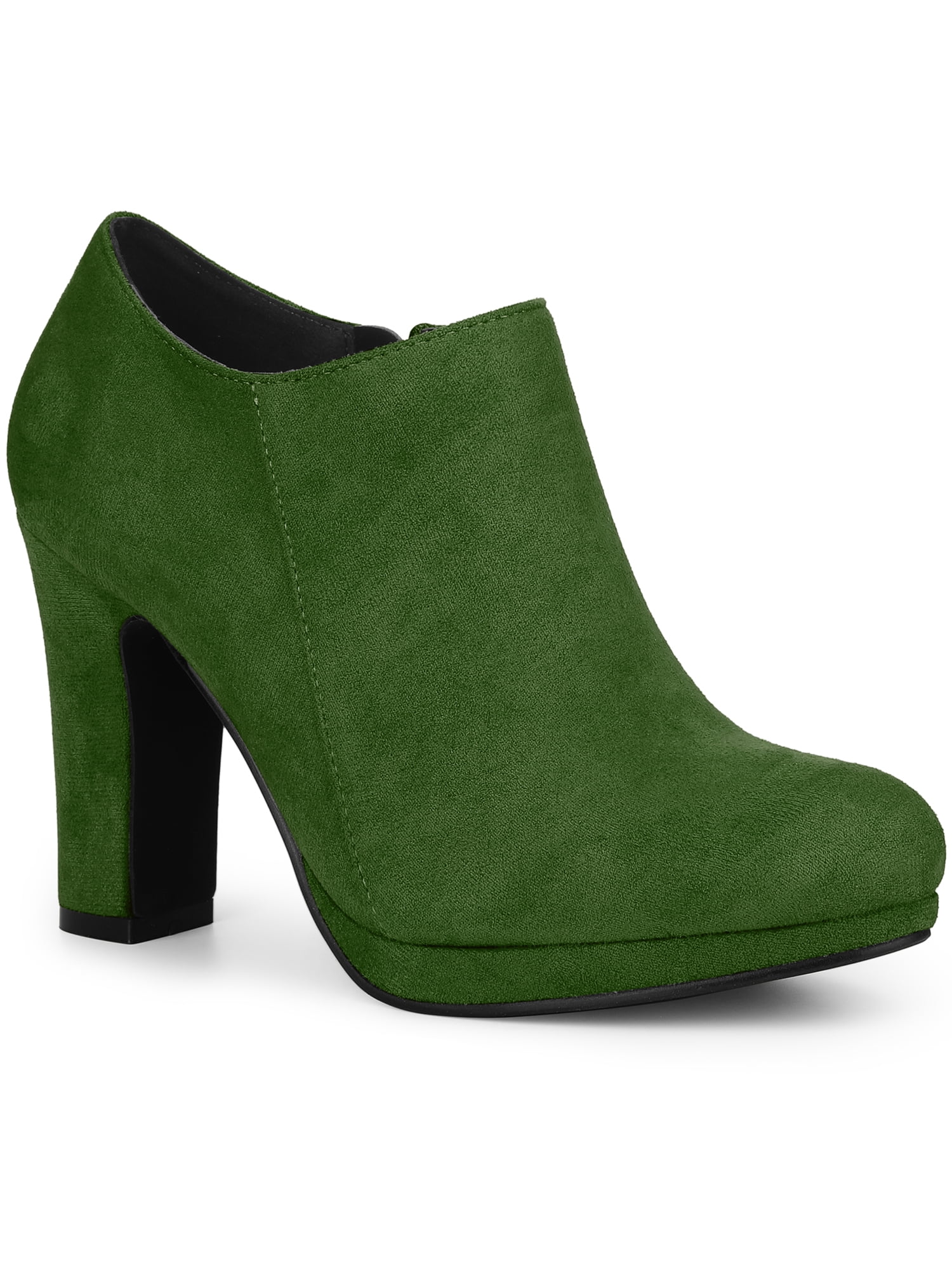 BLISSFUL STEP Round Toe Platform Block Heels Ankle Booties for Women ...