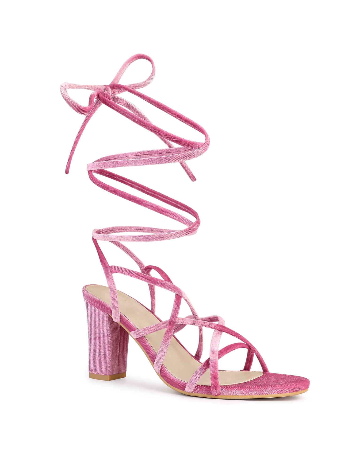 Perphy Strappy Lace Up Slingback Block Heels Sandal for Women - Walmart.com