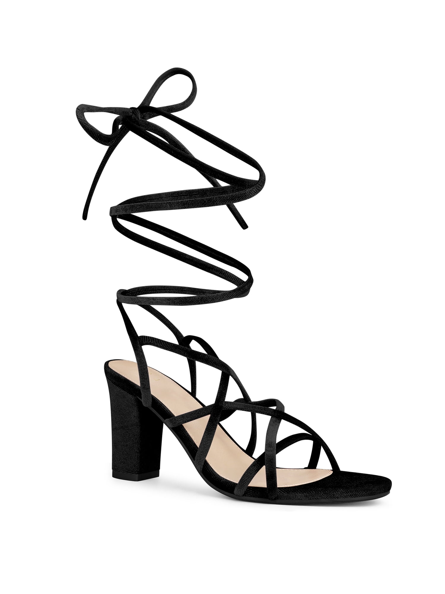 Perphy Strappy Lace Up Slingback Block Heels Sandal for Women - Walmart.com