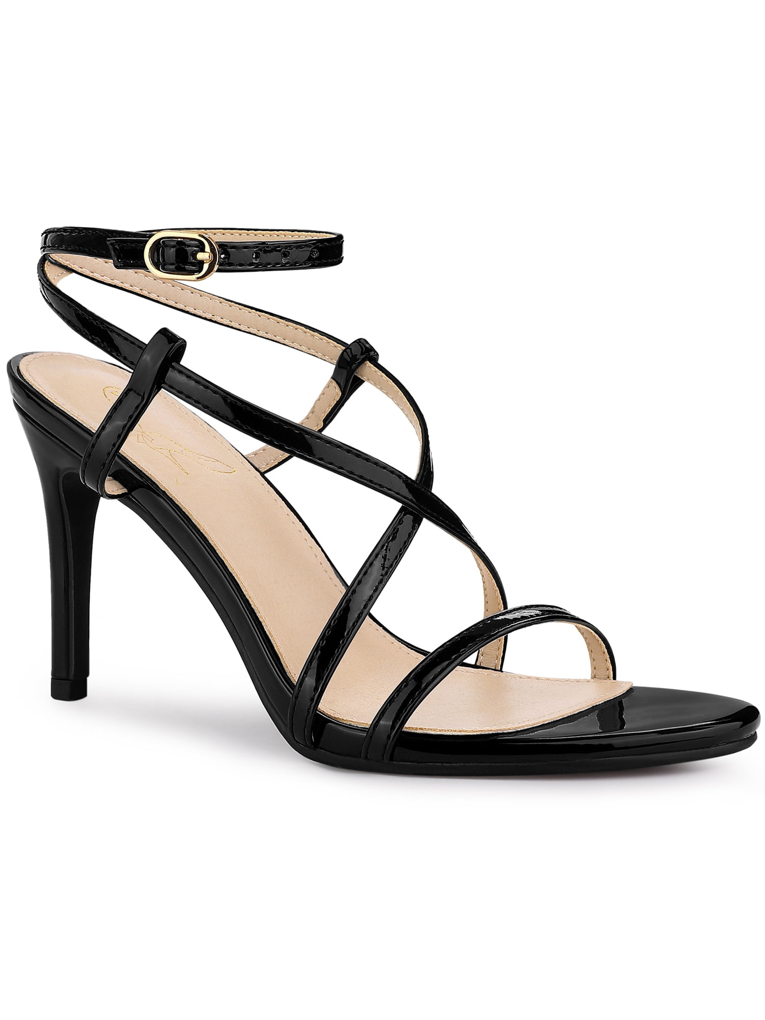 BLISSFUL STEP Strappy Slingback Open Toe Stiletto Heels Sandals for ...