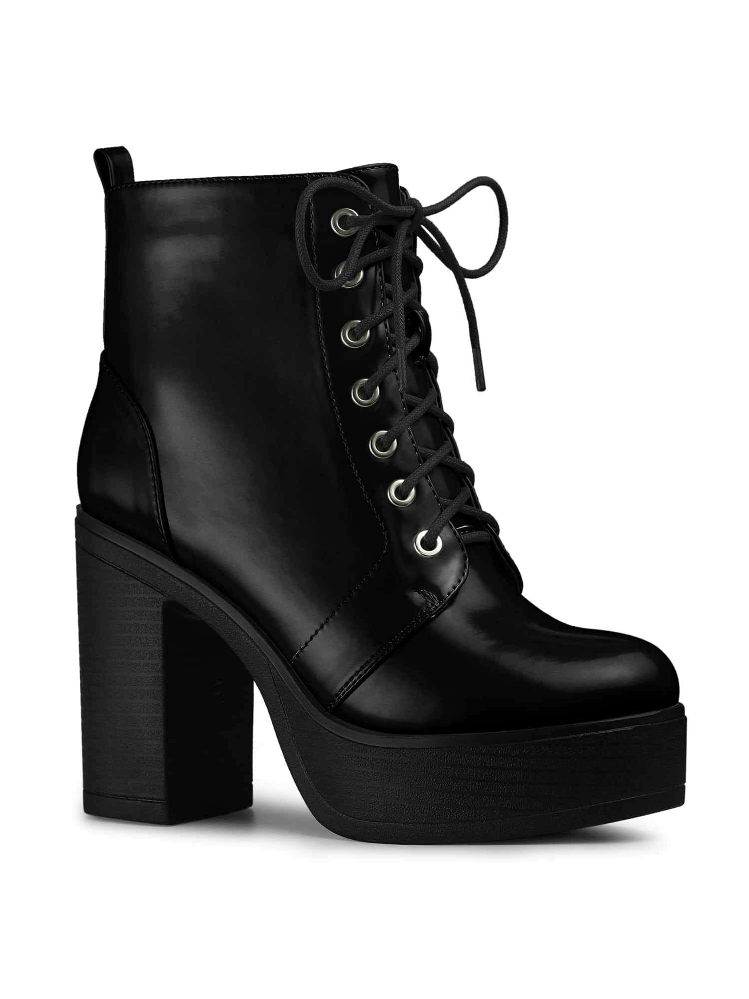 Perphy Women Platform Lace Up Chunky Heel Western Combat Boots ...