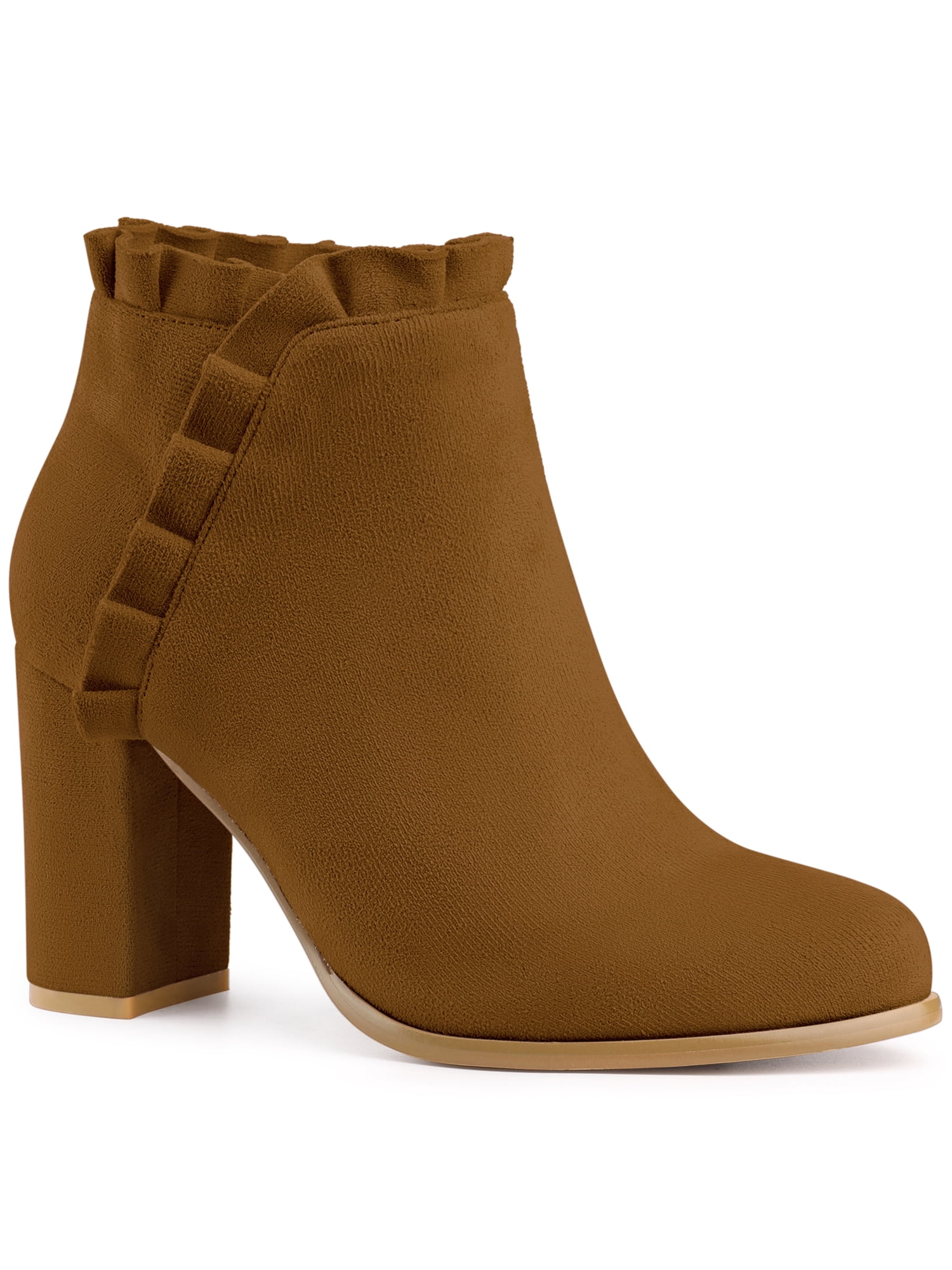 Perphy Women Ruffle Block High Heels Ankle Boots - Walmart.com