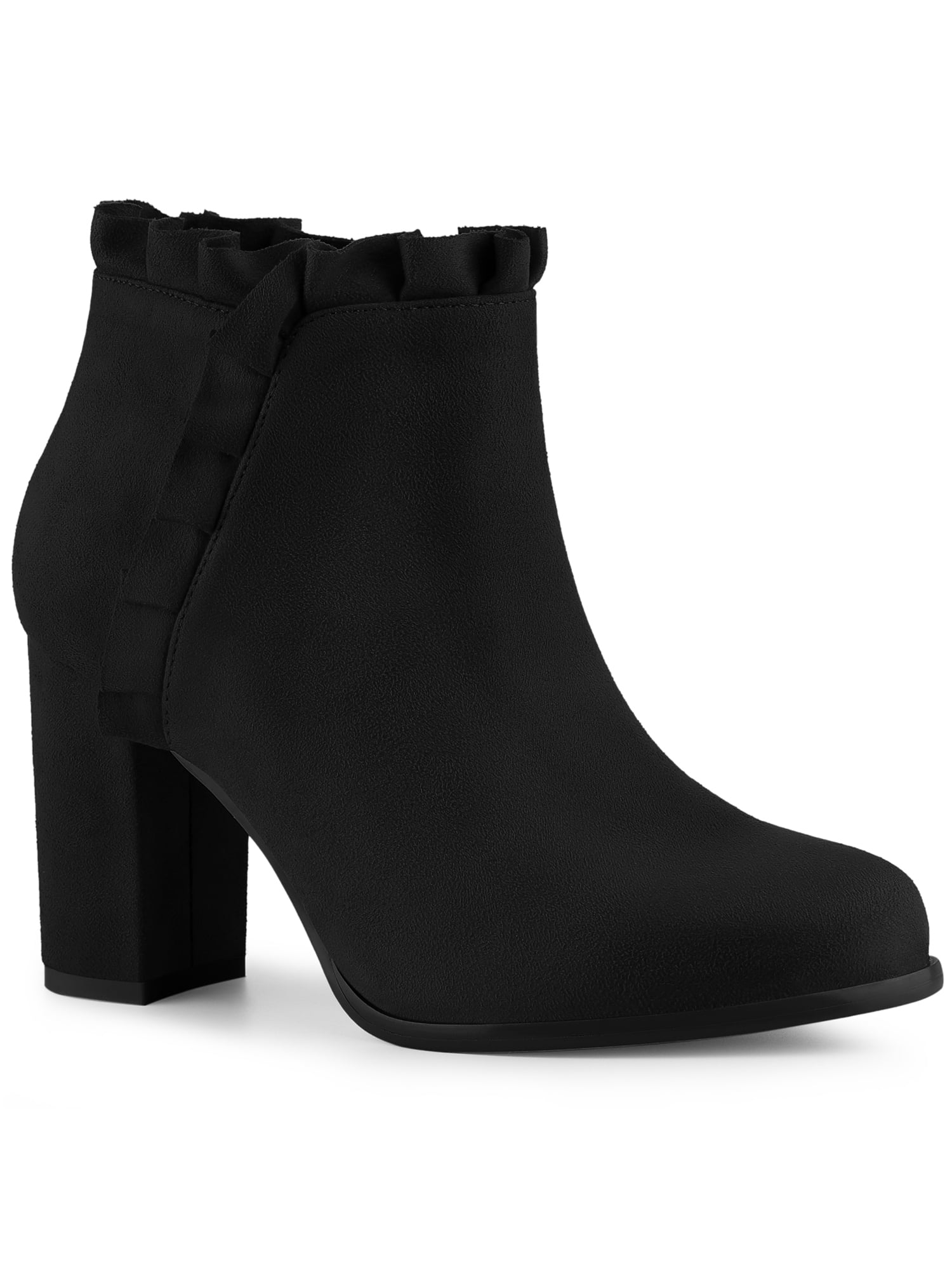 Perphy Women Ruffle Block High Heels Ankle Boots - Walmart.com