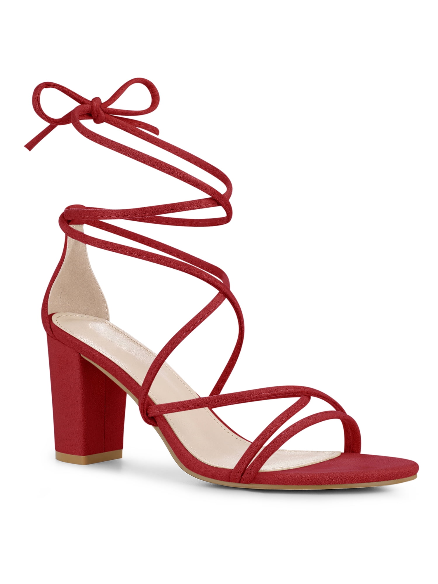 Perphy Women's Block Heel Sandal Strappy Lace Up Sandals - Walmart.com