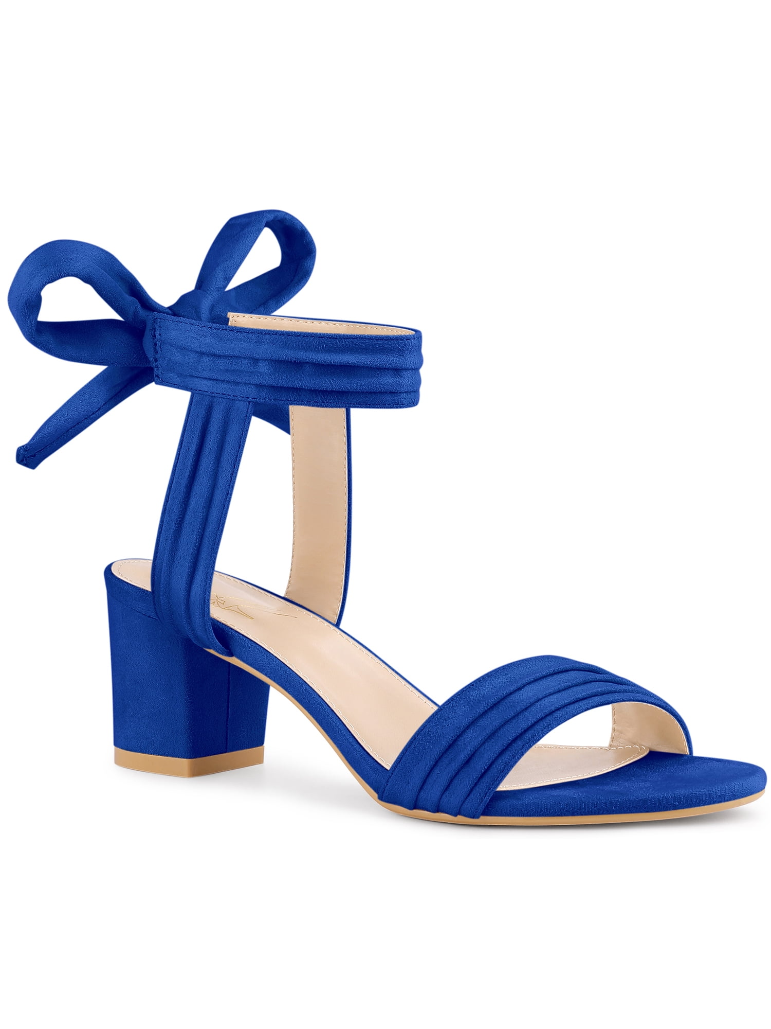 BLISSFUL STEP Women's Open Toe Back Bow Chunky Heels Sandals - Walmart.com