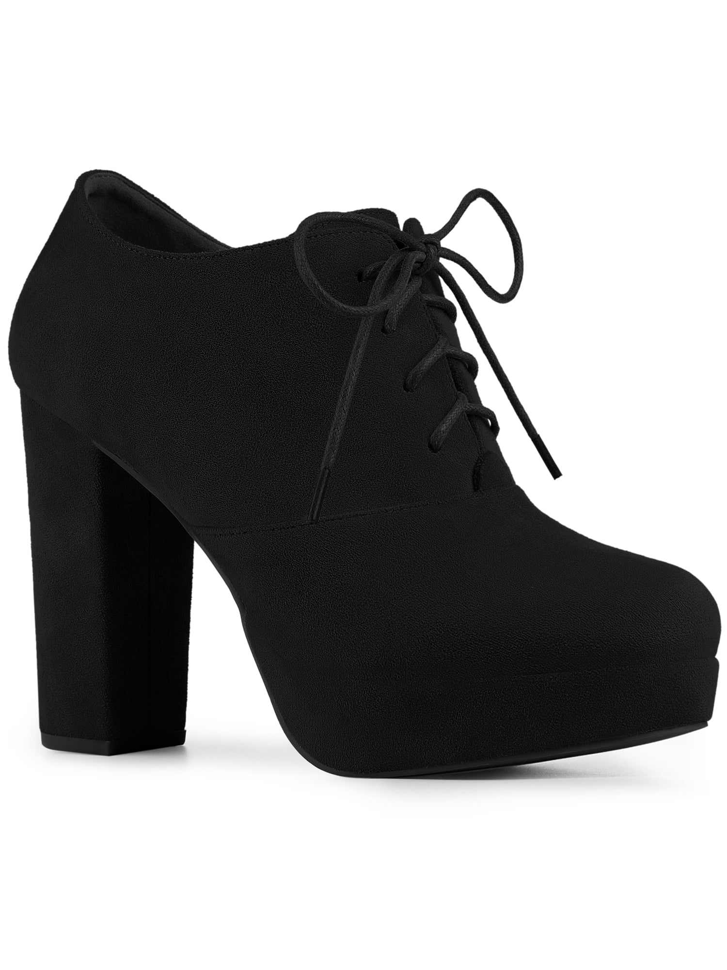 Perphy Women's Platform Block Heel Lace Up Ankle Booties Black 7 ...
