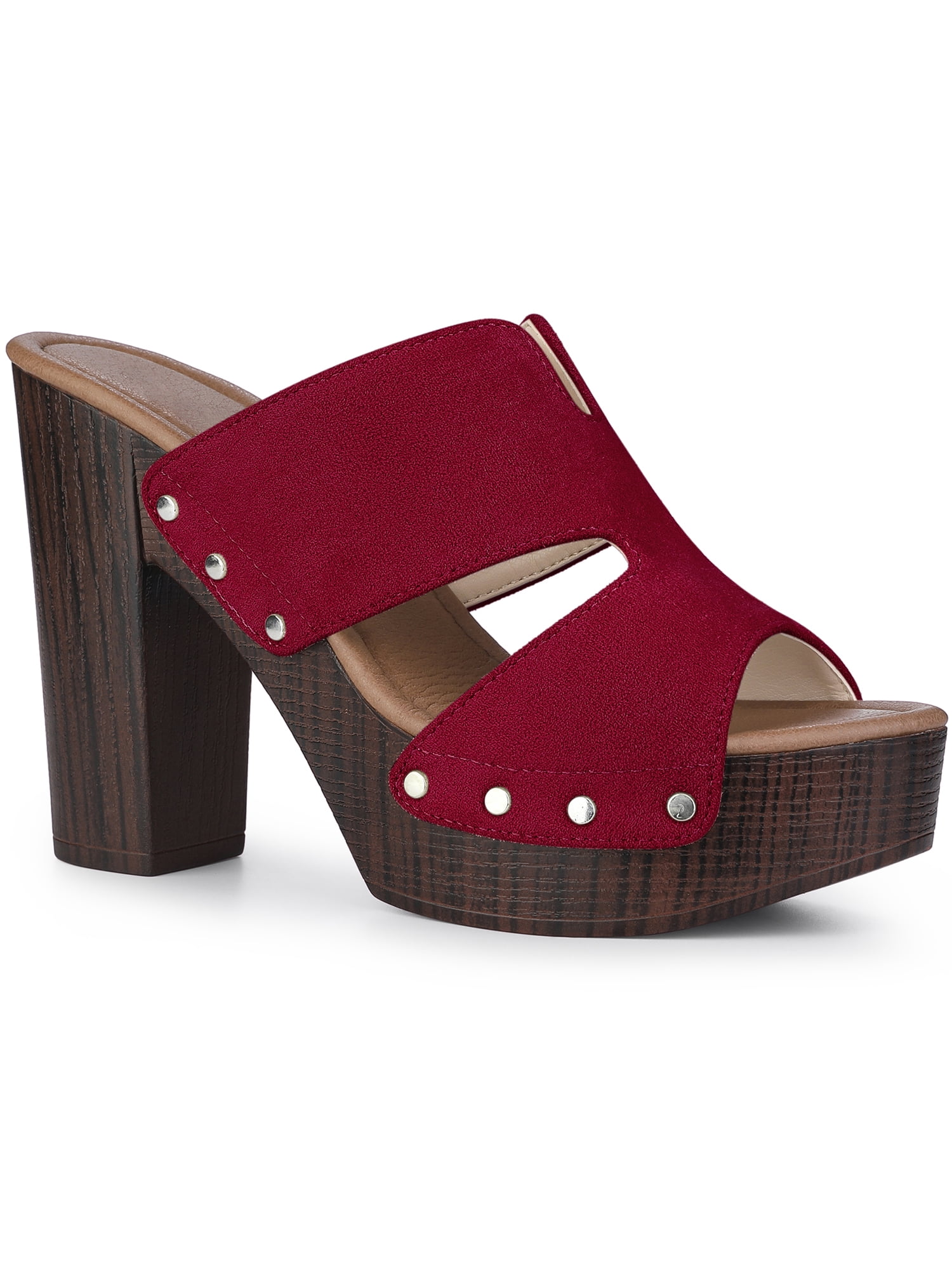 Perphy Women's Platform High Block Heel Slides Sandals - Walmart.com