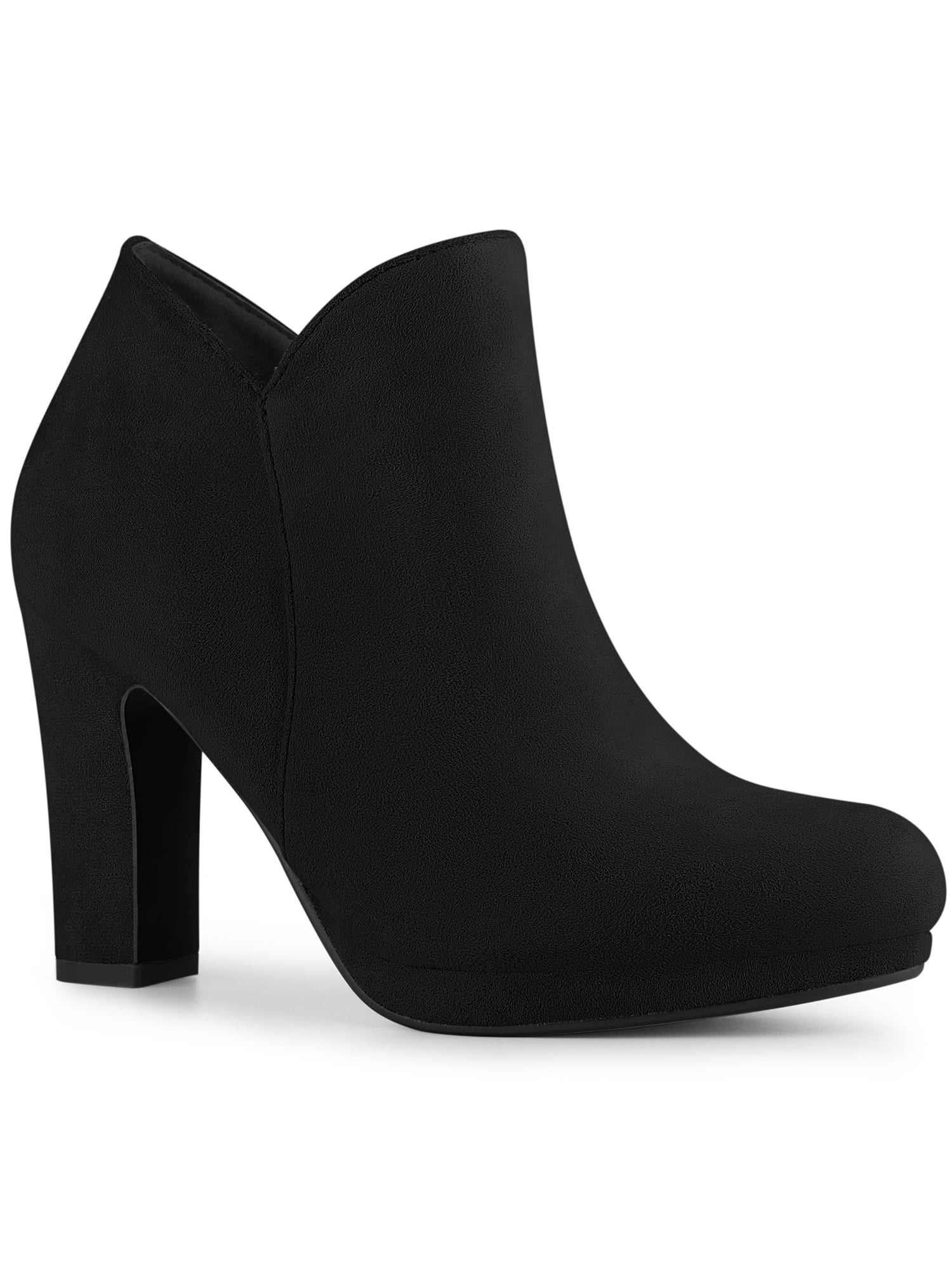 BLISSFUL STEP Women's Round Toe Platform Chunky Heels Ankle Booties ...