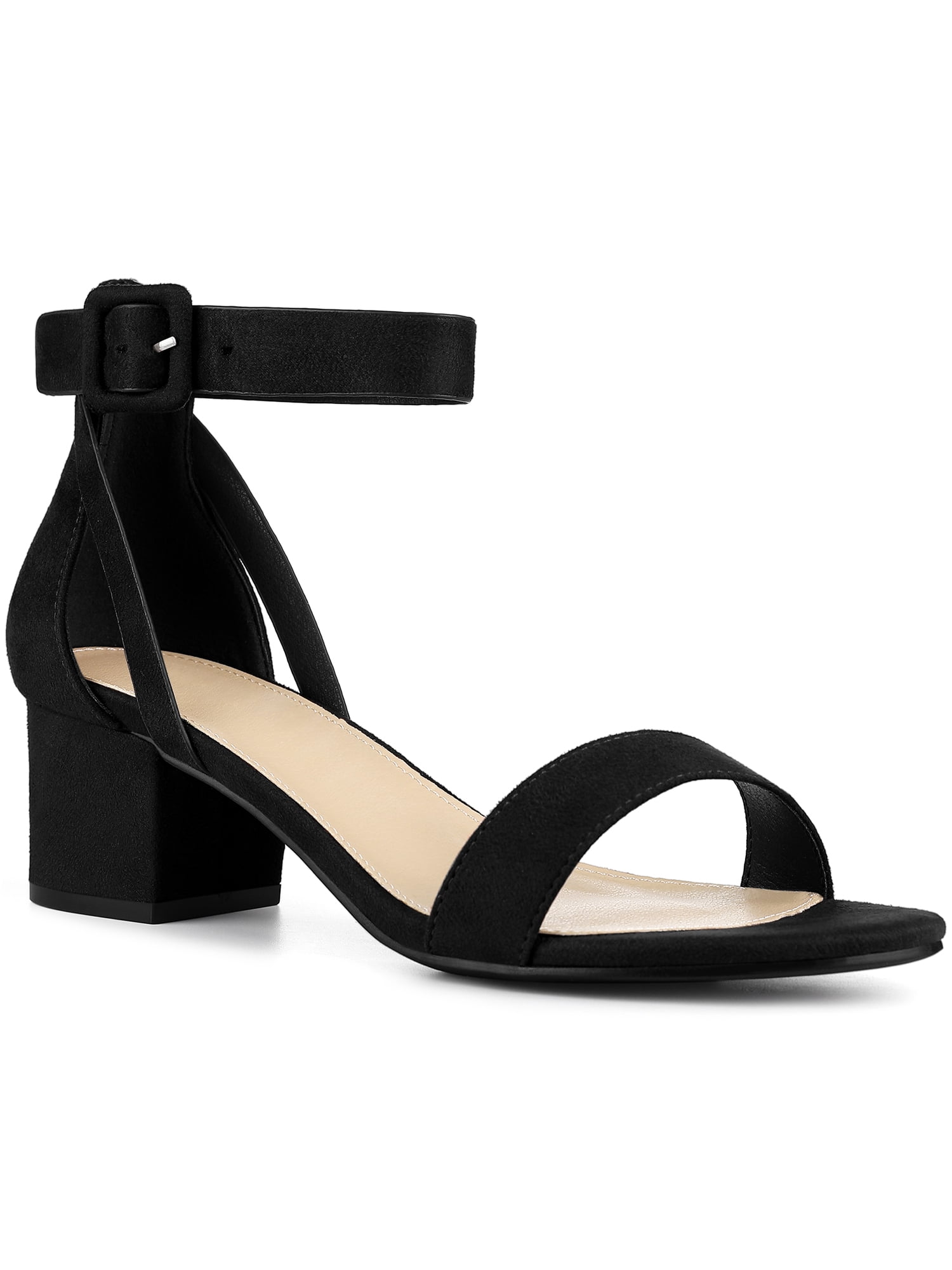 BLISSFUL STEP Women's Sandals Block Heels Ankle Strap High Heels ...