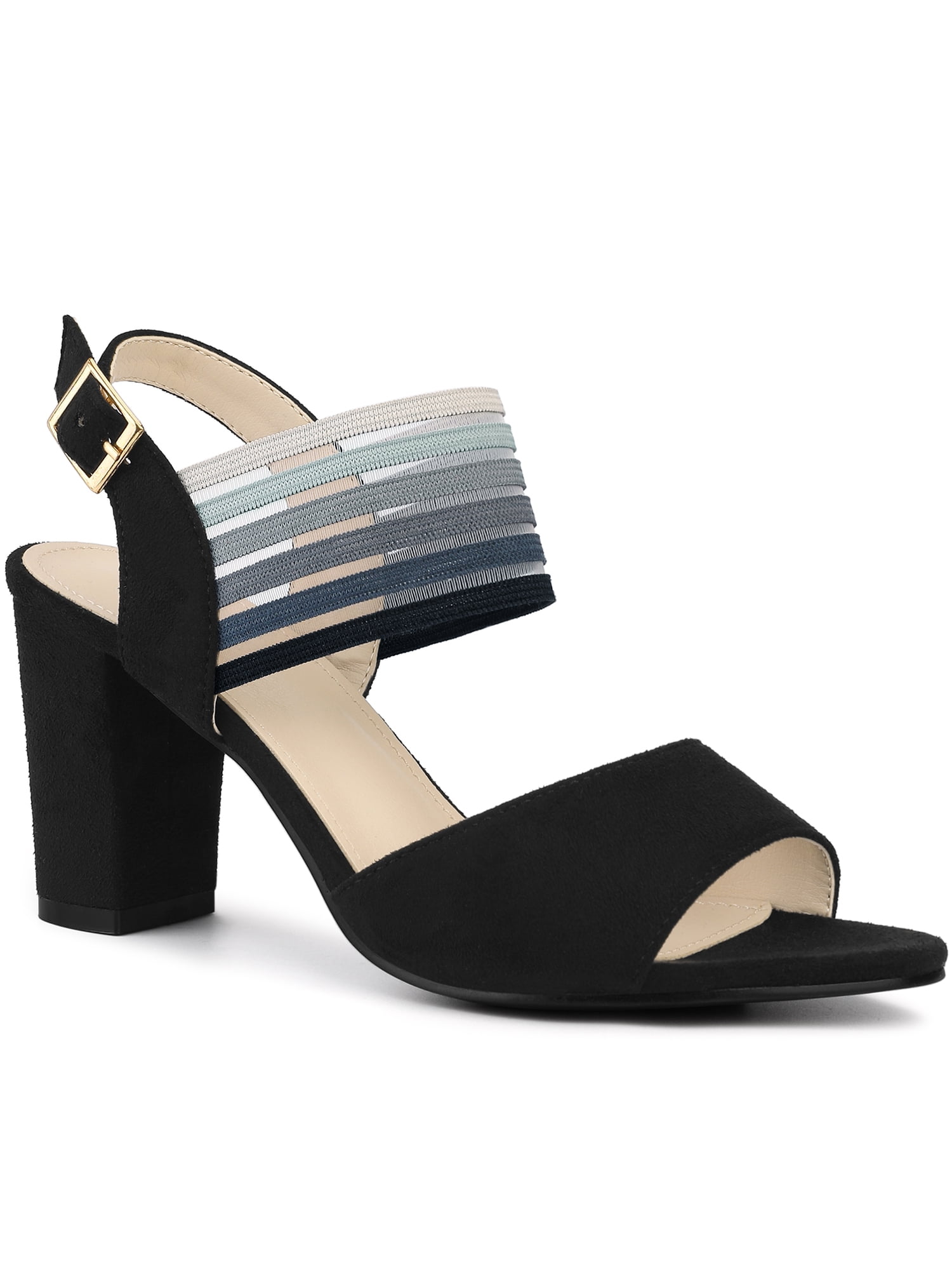 Perphy Women's Sandals Elastic Strap Block Heels Sandals - Walmart.com