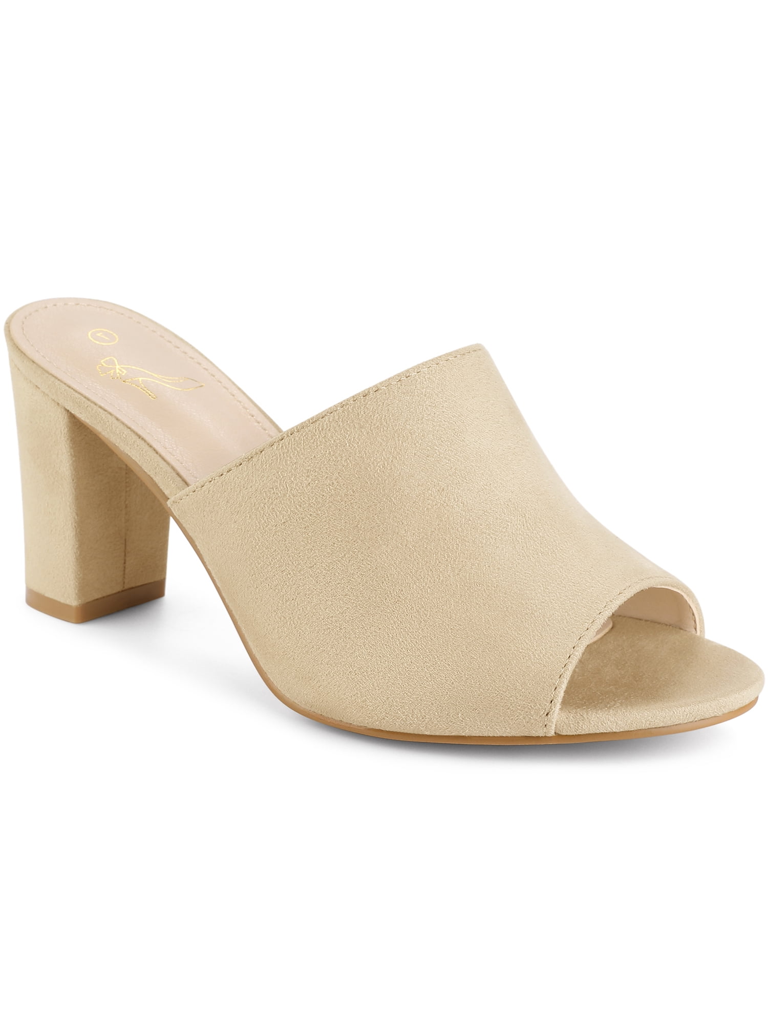 BLISSFUL STEP Women's Slide Heels Mules Slip on Block Heel Sandals ...