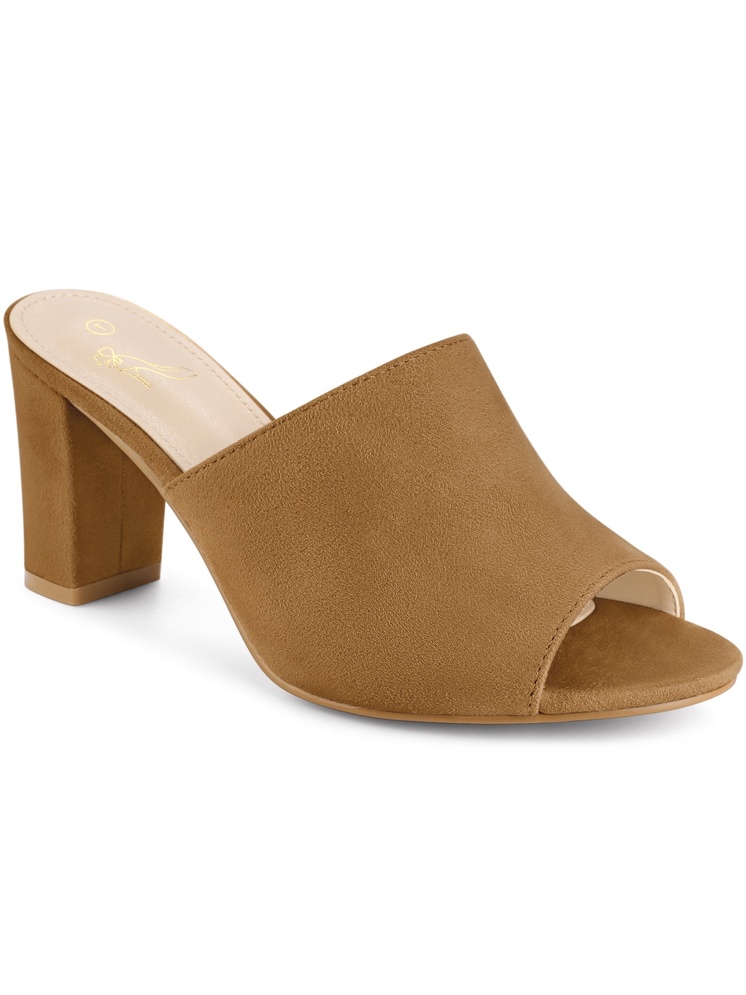 BLISSFUL STEP Women's Slide Heels Mules Slip on Block Heel Sandals ...