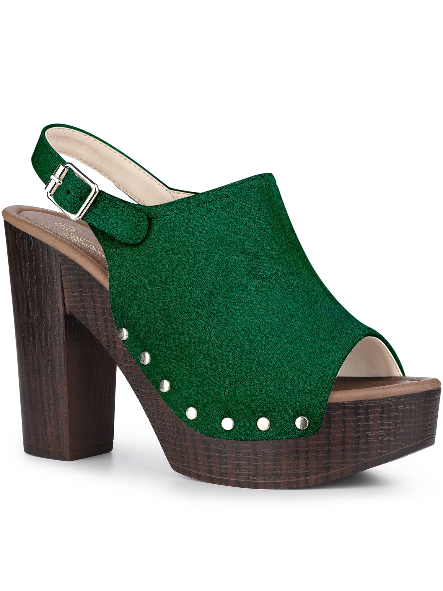 BLISSFUL STEP Women's Slingback Platform Chunky Heel Sandals - Walmart.com