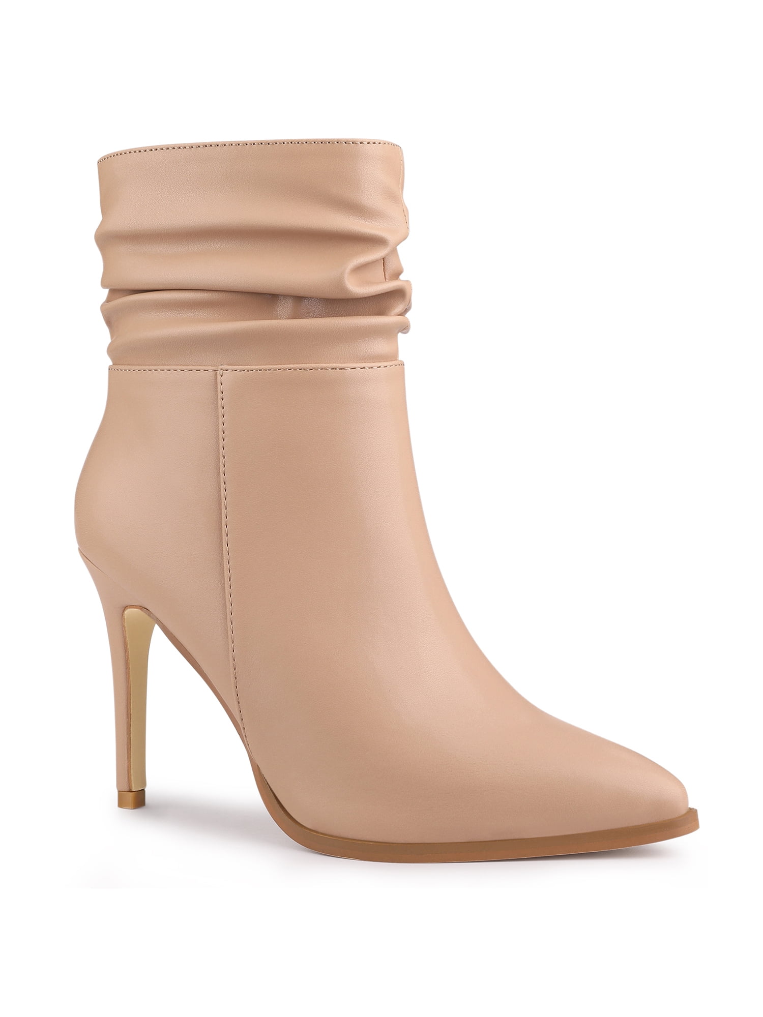 BLISSFUL STEP Women's relaxed Side Zip Stiletto Heel Ankle Boots Nude 9 ...