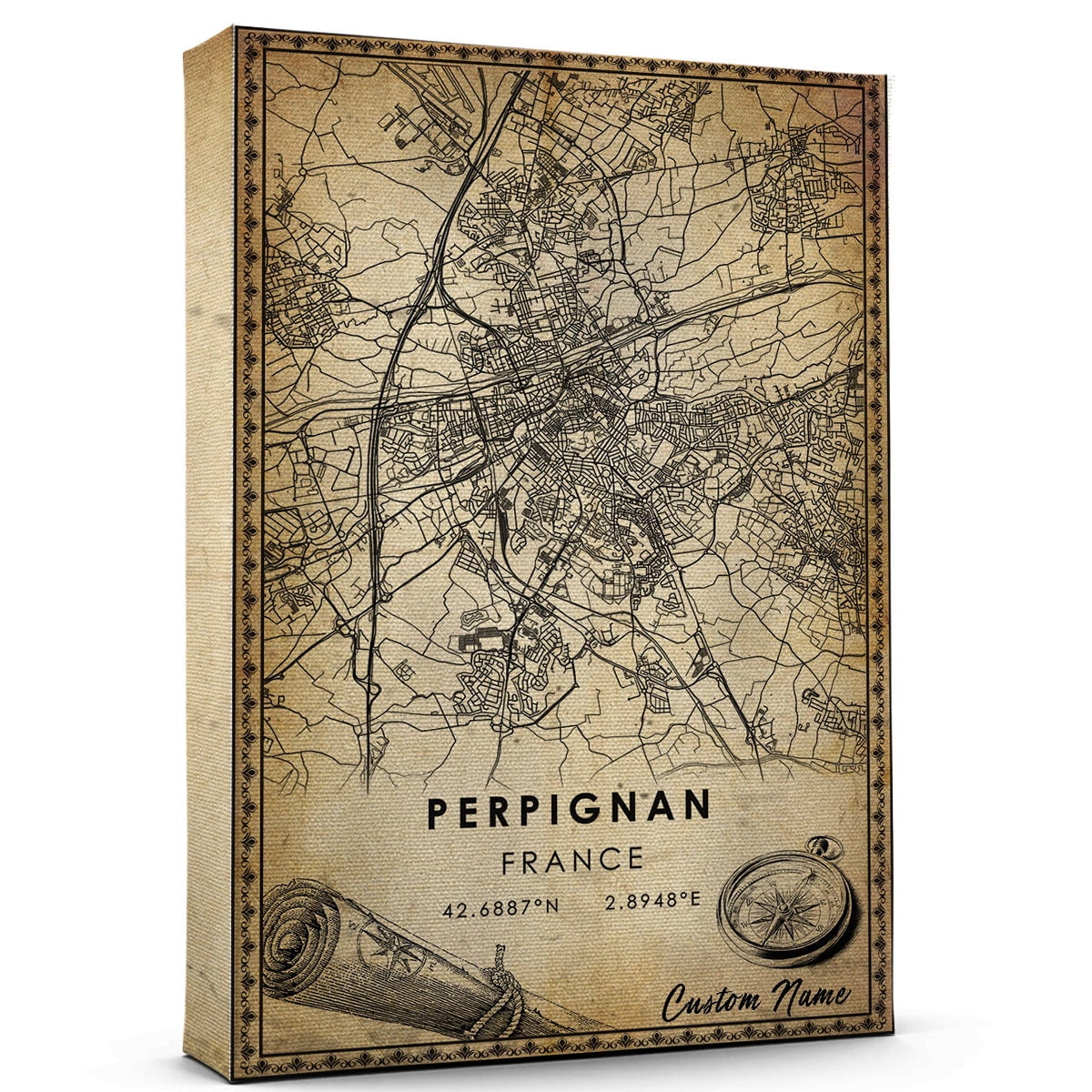 Perpignan Map Poster, France Map Art Poster, Canvas, Perpignan Map City ...