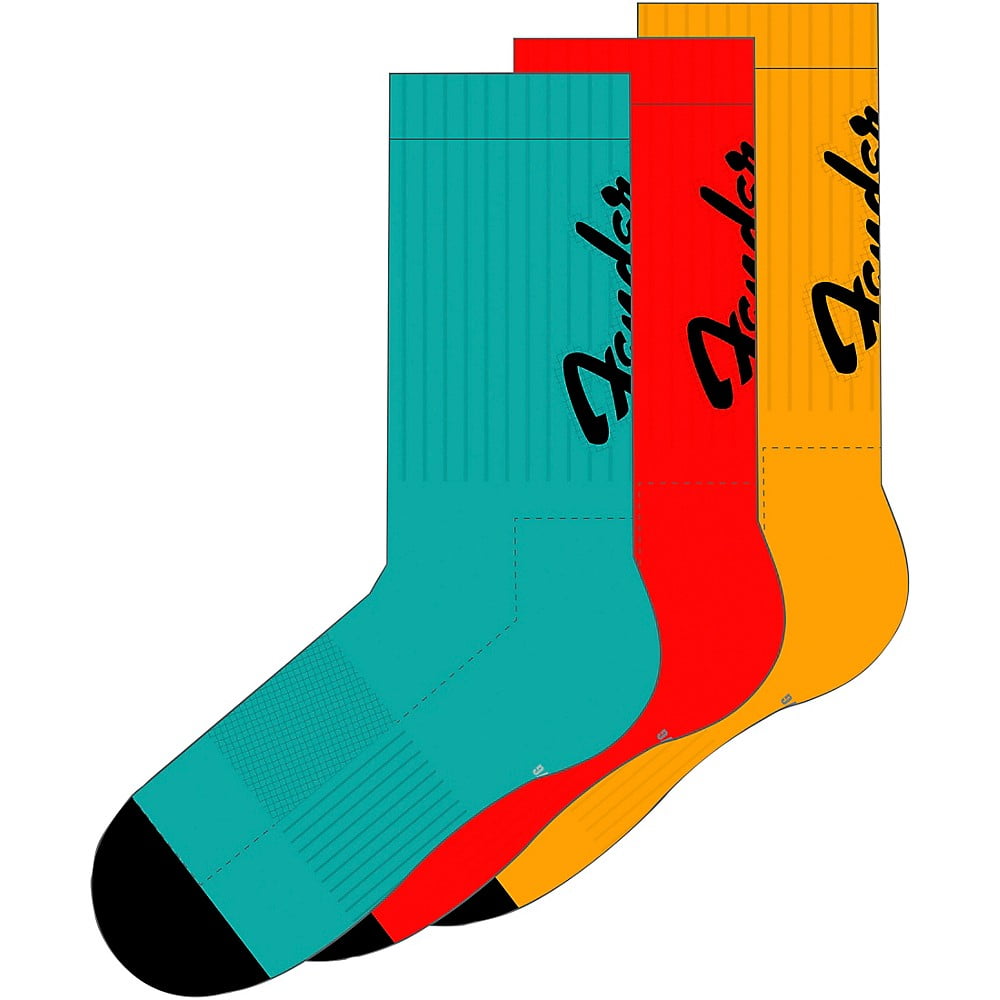 Perri's Fender Exploded Logo Short Crew Socks Blue/Red/Yellow - Walmart.com