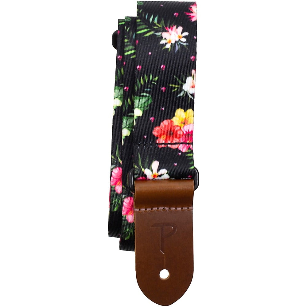 Perri's Floral Hibiscus Polyester Ukulele Strap Black 1.5 in. - Walmart.com