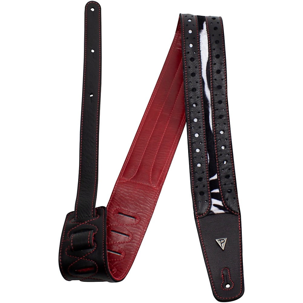 Perri's Italian Leather Guitar Strap Oxford - Blk/Zebra 2.5 in ...