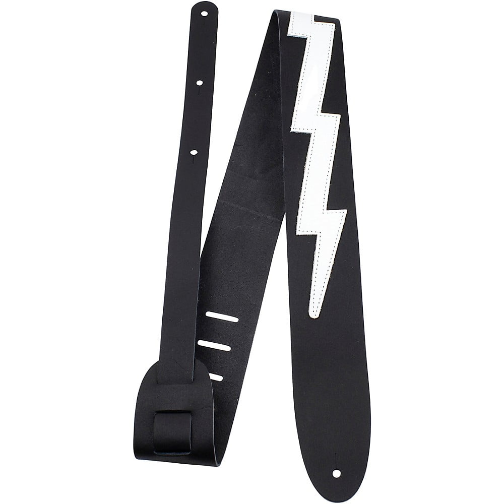 Perri's Lightning Bolt Leather Guitar Strap Black 2.5 in. - Walmart.com