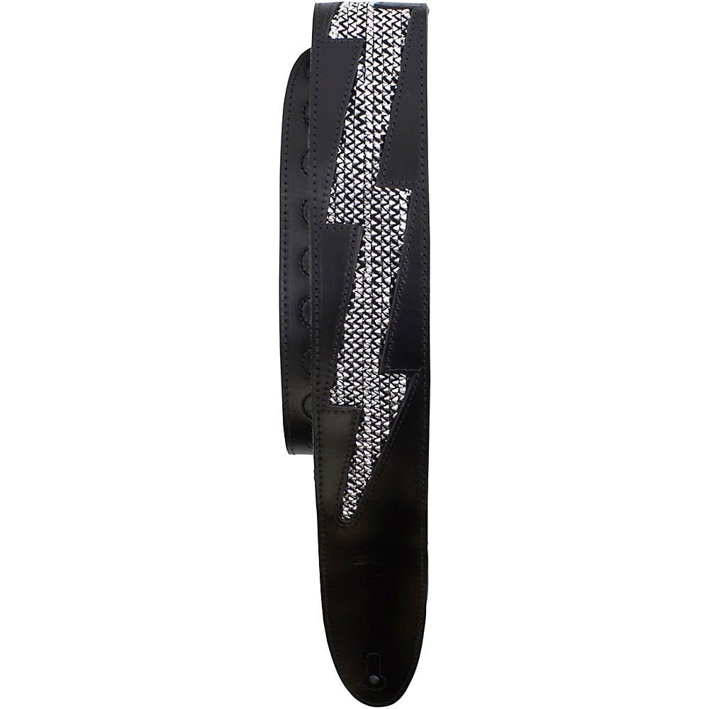 Perri's Metallic Lightning Bolt Leather Guitar Strap Black 2.5 in ...