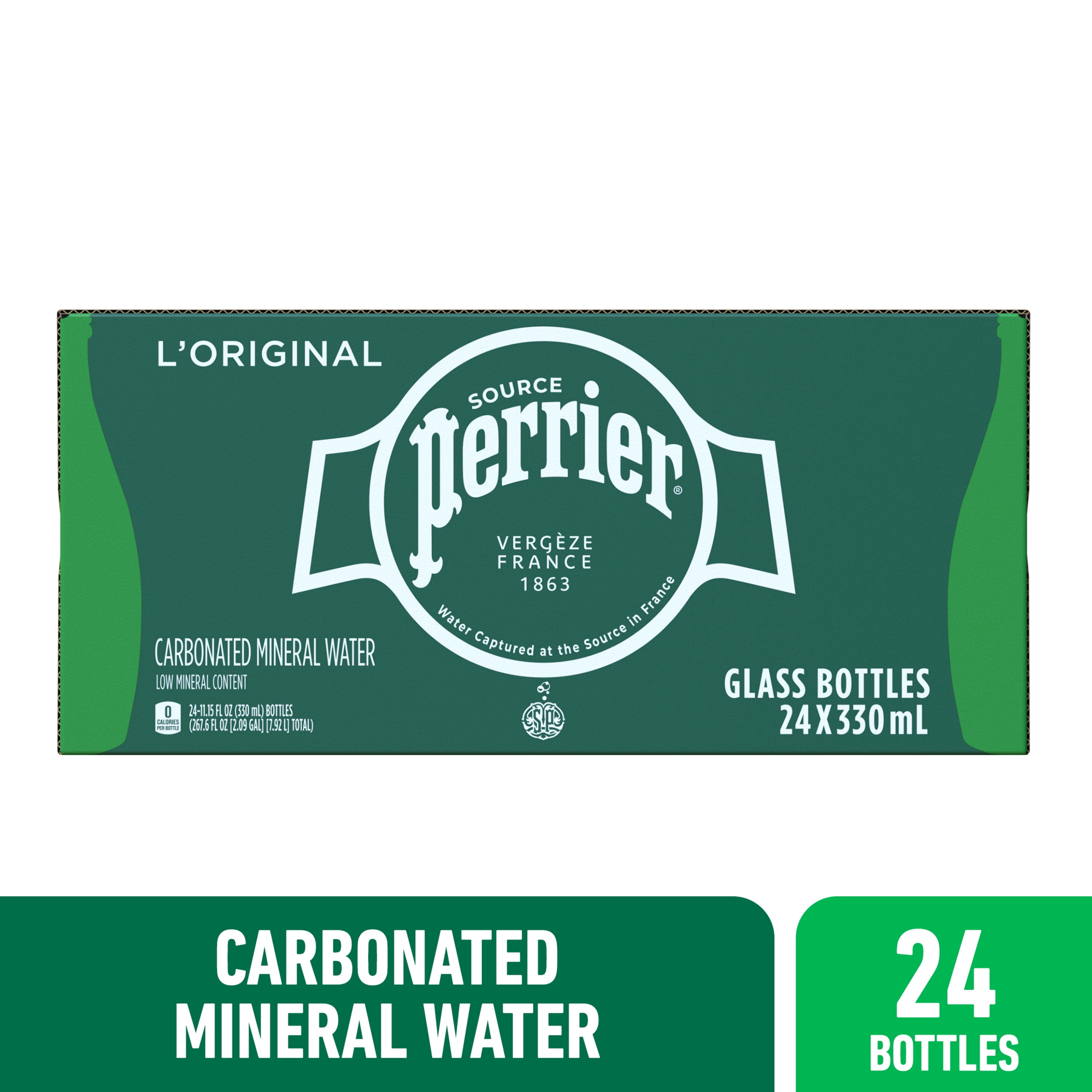 Perrier Sparkling Mineral Water, Bottled, 11.15 FL OZ Glass Case (Bulk 24 count) - Walmart.com