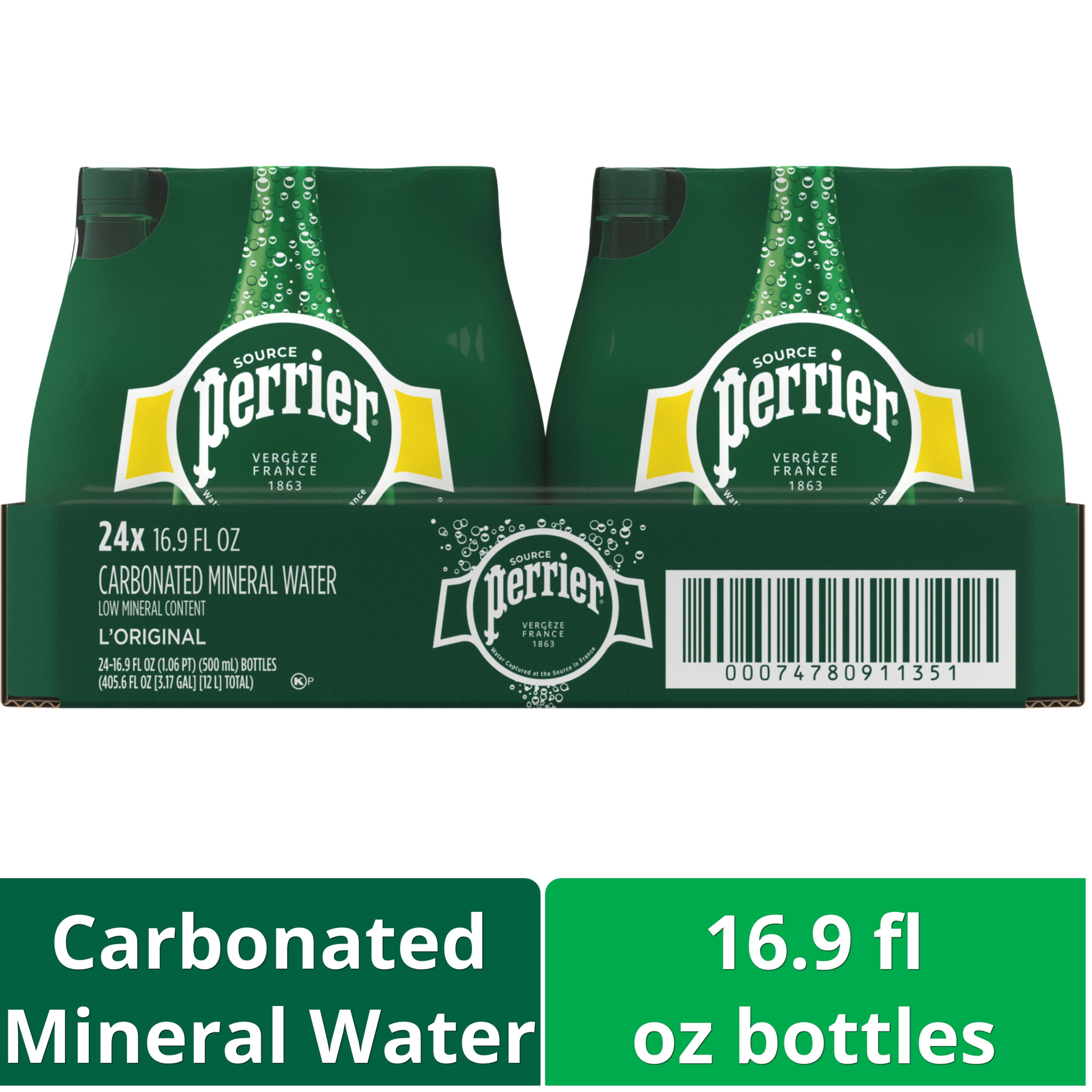Perrier Carbonated Mineral Water, 405.6 fl oz, 24 Pack Plastic Water ...