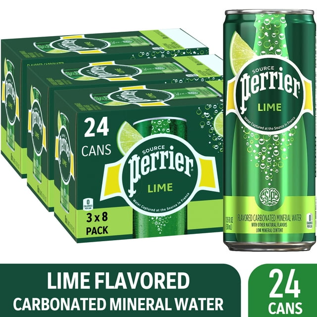 Perrier Lime Flavored Sparkling Mineral Water, 267.6 fl oz, 24 Pack Cans - Walmart.com