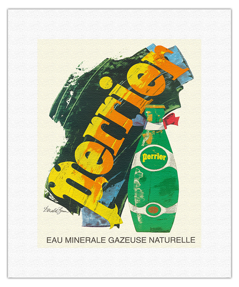 Perrier - Natural Sparkling Mineral Water - Vintage Advertising Poster ...