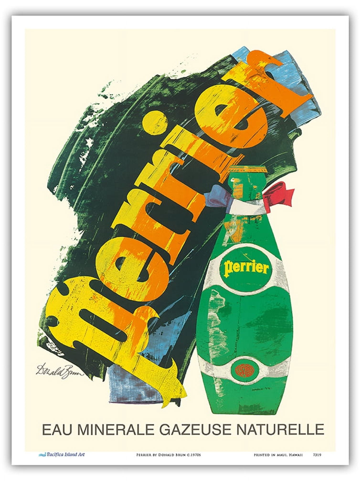 Perrier - Natural Sparkling Mineral Water - Vintage Advertising Poster ...