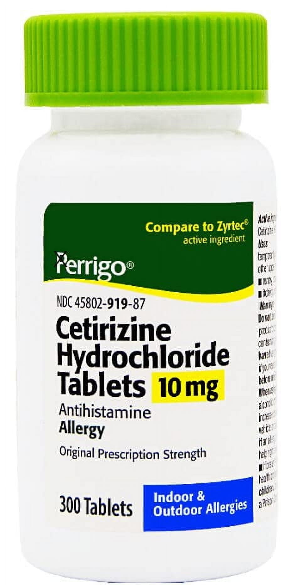 Perrigo Cetirizine Hydrochloride 10 mg Antihistamine Allergy - 300 ...