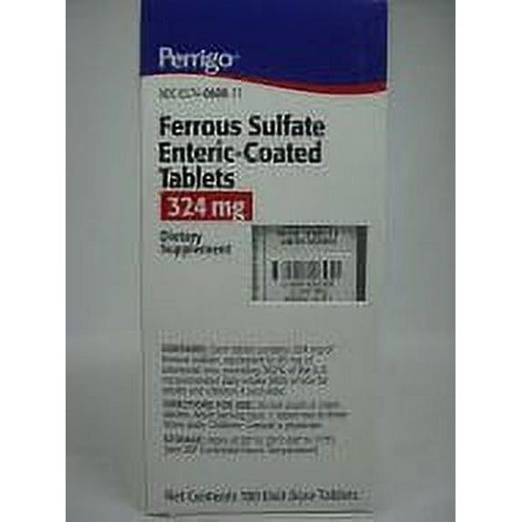 Perrigo Ferrous Sulfate Enteric-Coated Tablets, Red, 324 mg, 100 Count ...