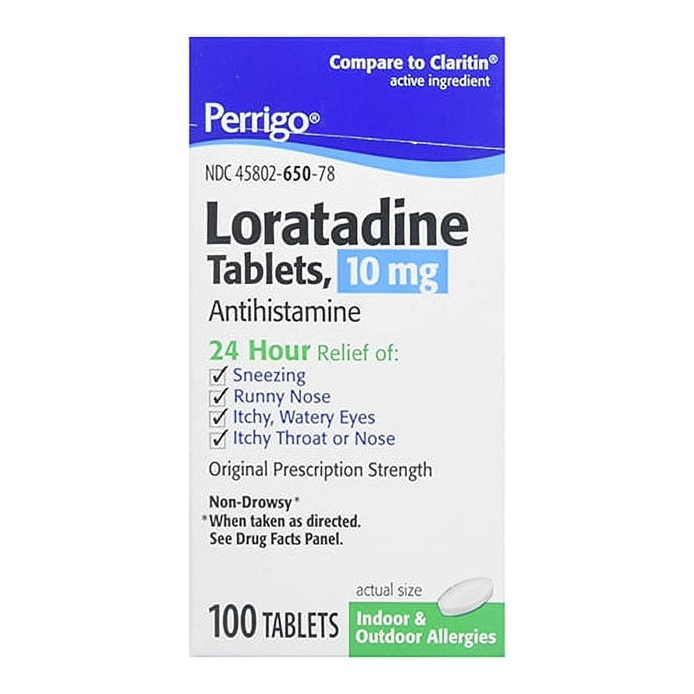 Perrigo Loratadine 10mg Generic 24 Hour Allergy Relief Medication ...