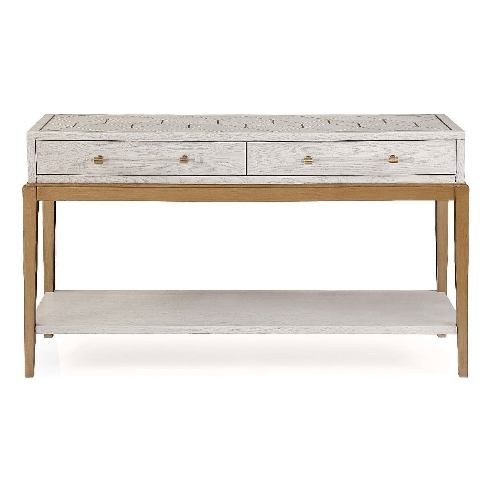 Perrine Soft White Wooden Console Table with Gold and Acrylic Details ...