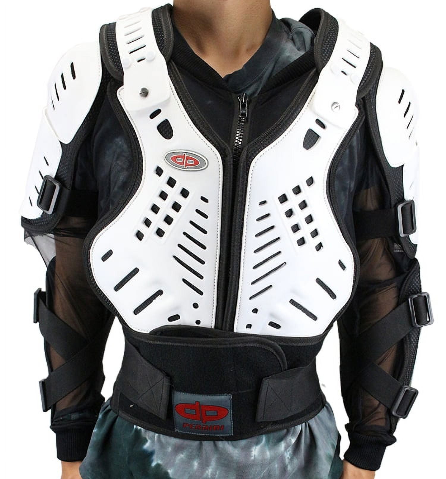 Perrini White CE Approved Full Body Armor Motorcycle Jacket Spine ...