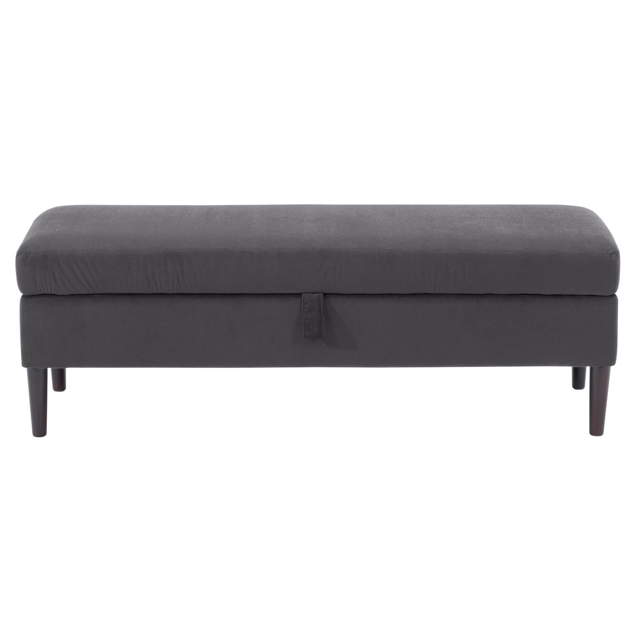 Perry Dark Gray Velvet Fabric Upholstered 48" Long Storage Ottoman ...