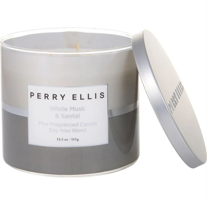 Perry Ellis 14.5 oz Soy Wax Blend 3 Wick Candle - White Musk Santal ...