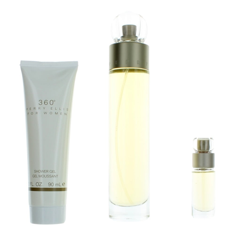 Perry Ellis 360 3 Pc Body Cologne Set - 3.4oz EDT Spray, 0.25oz Travel ...