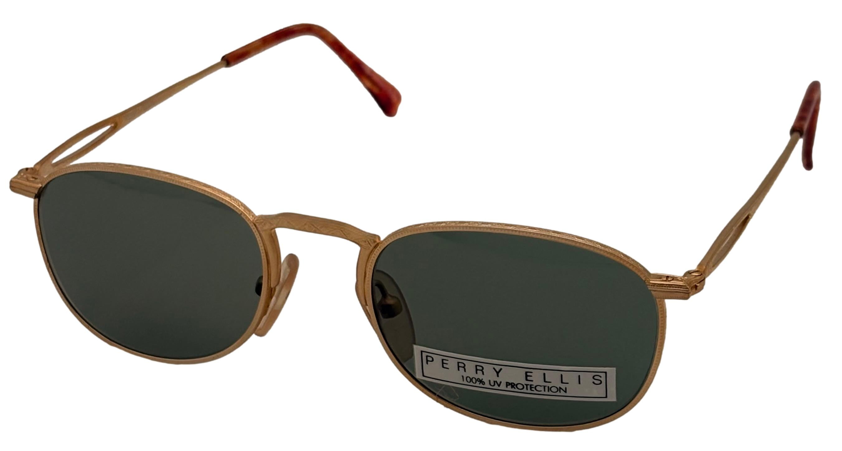 Perry Ellis Green Lens Men's Round Tortoise Metal Sunglasses, Gold ...