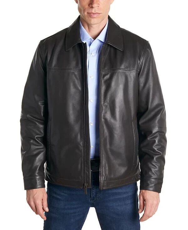 Perry Ellis Men's Classic Leather Jacket Black Size XXL MSRP $525 ...