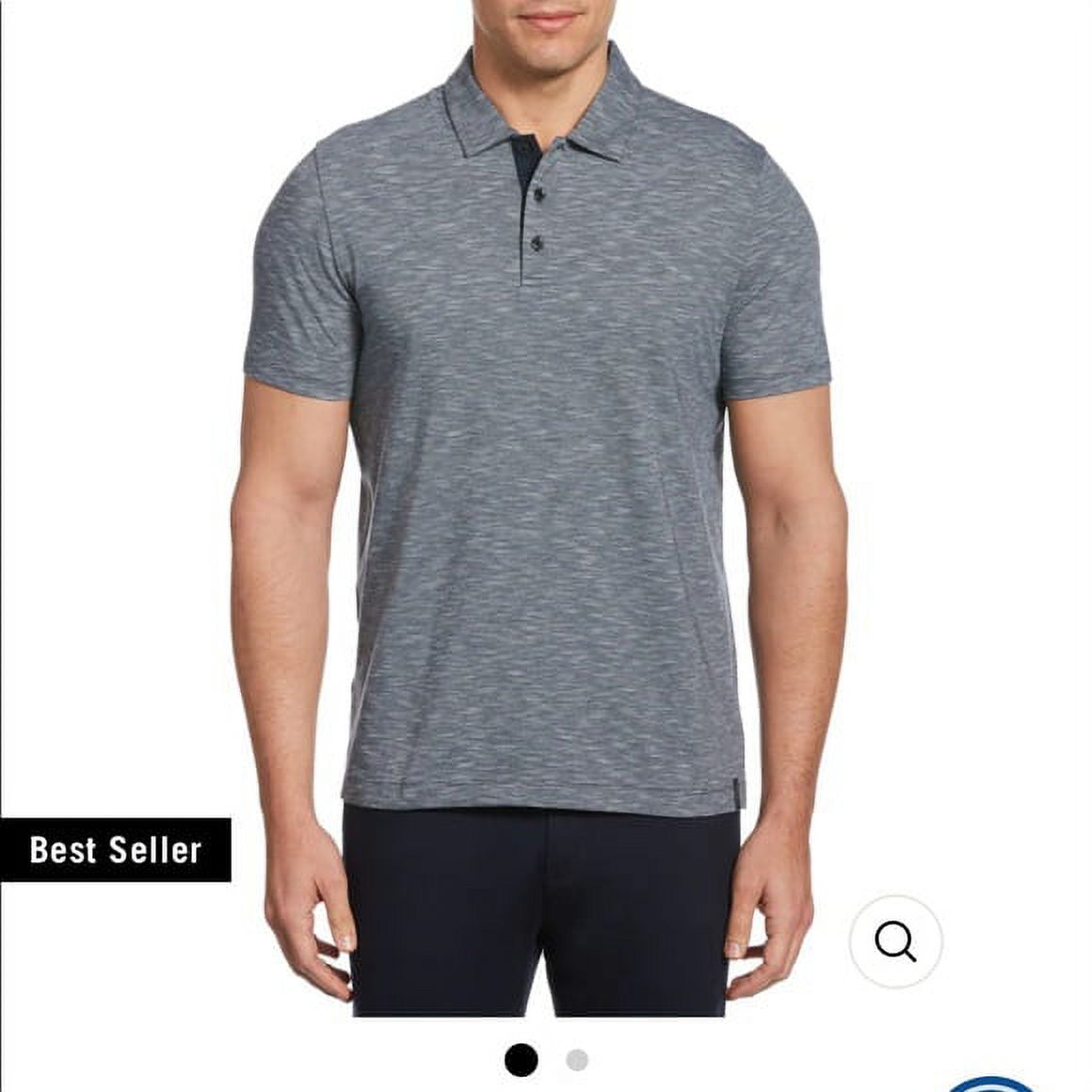 Perry Ellis Men's Short Sleeve Moisture Wicking Slub Polo Shirt (Blue ...