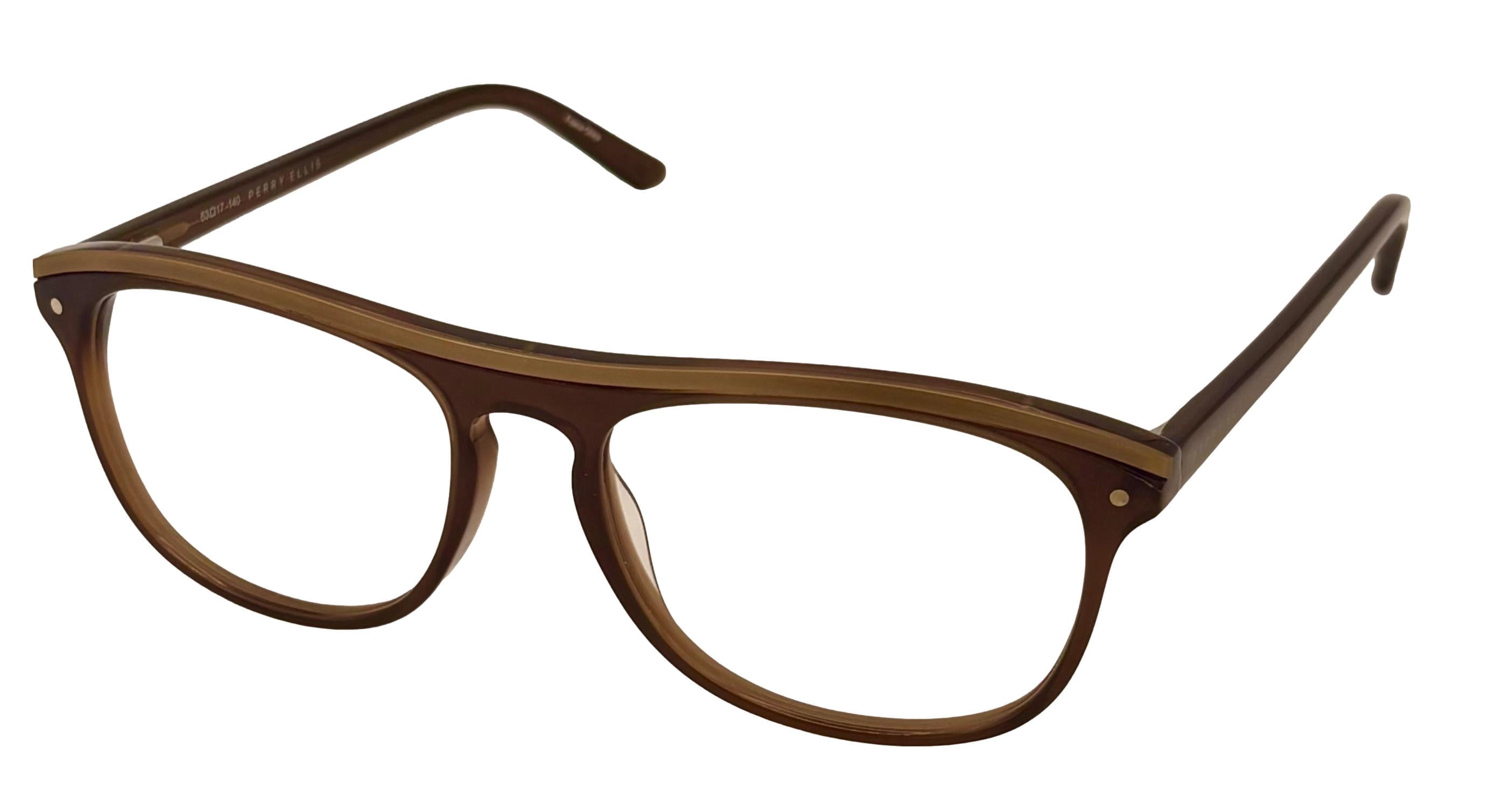 Perry Ellis Mens Ophthalmic Eyeglass Square Plastic Frame 393 Brown ...