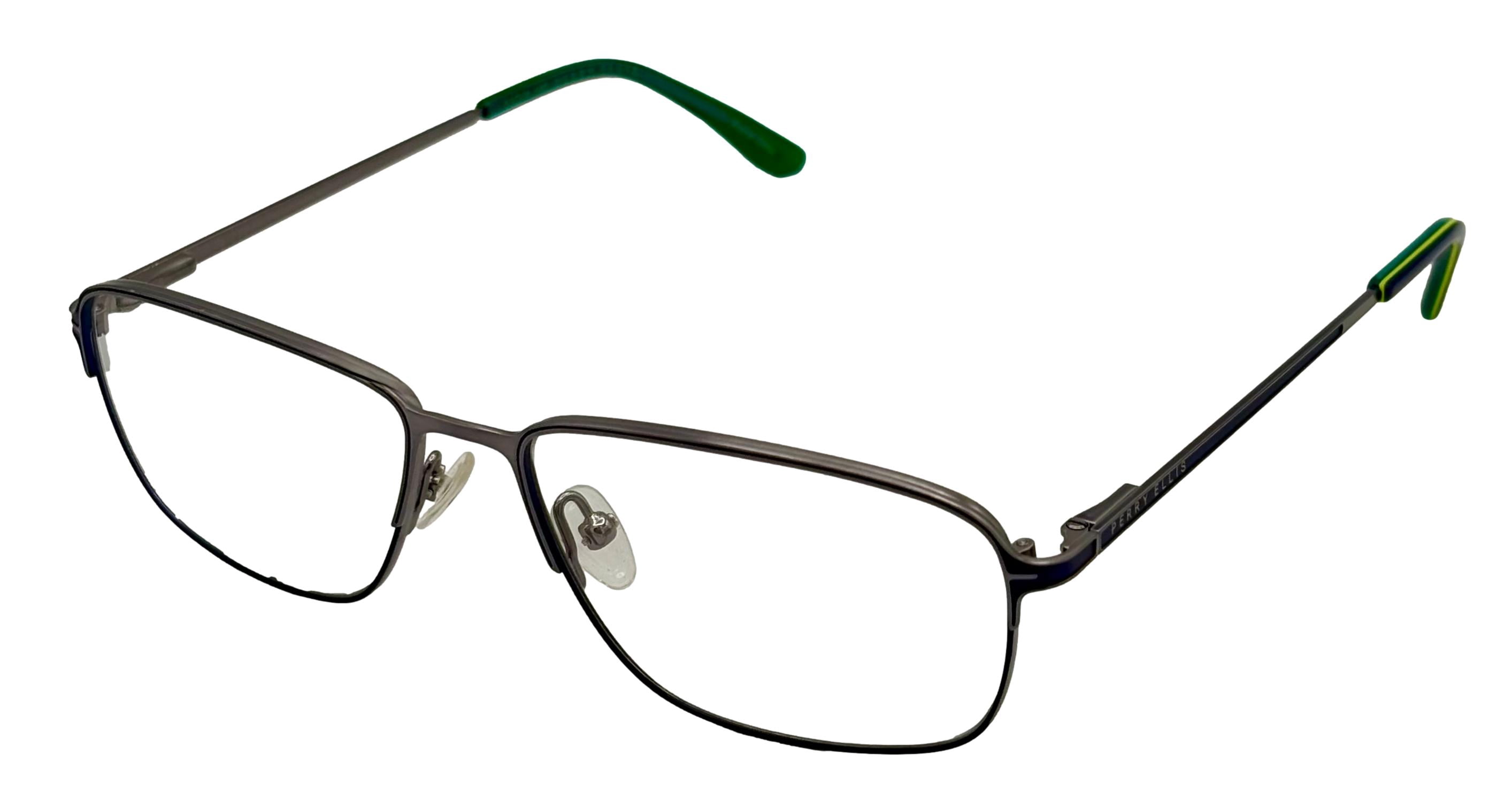 Perry Ellis Mens Ophthalmic Frame Silver Rectangle Metal Frame 371 1 ...