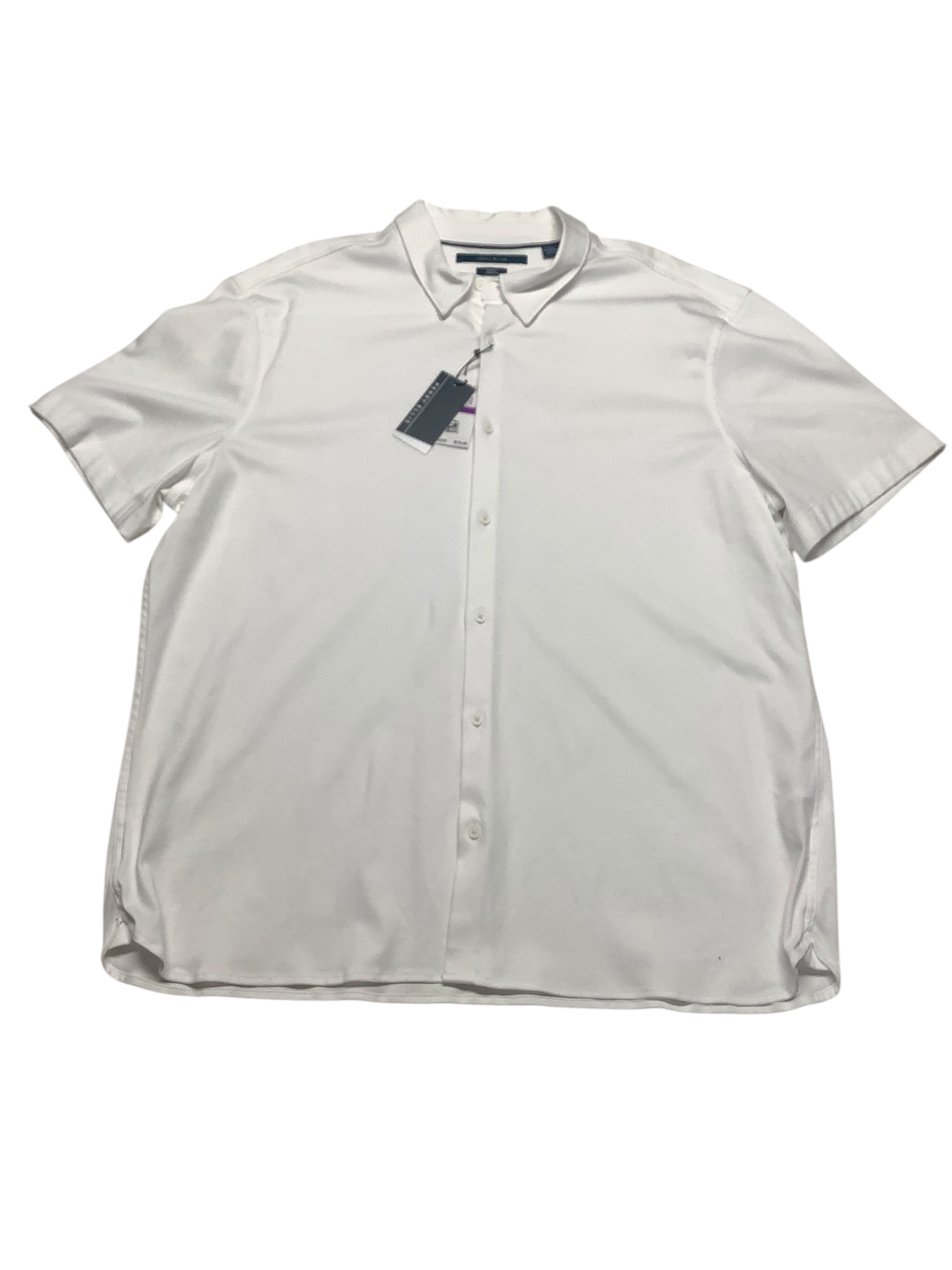 Perry Ellis Mens Slim fit Short Sleeve Button-Up Shirt XXL White Solid ...