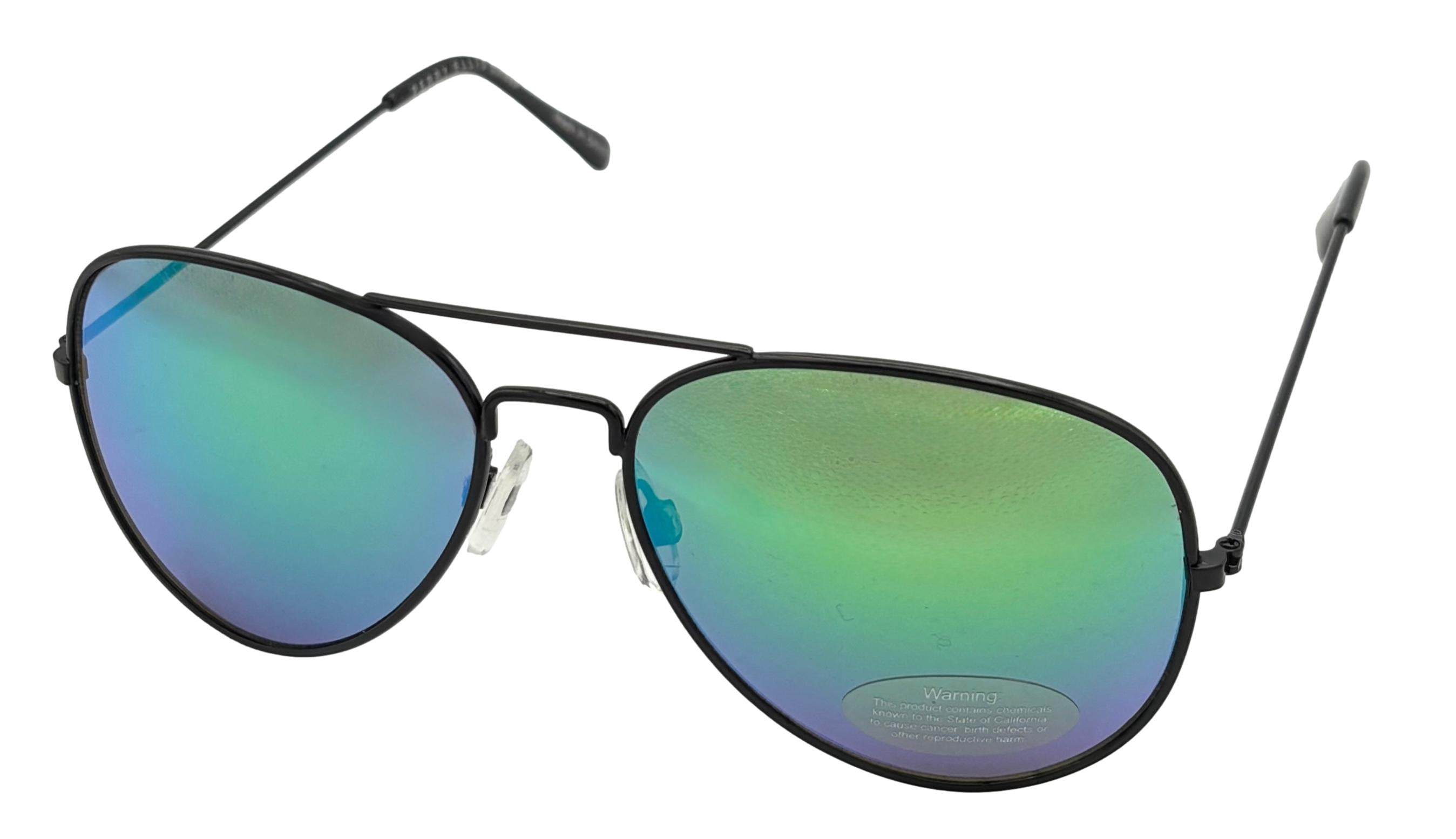 Perry Ellis Mens Sunglass Classic Black Metal Aviator, Green Mirror ...