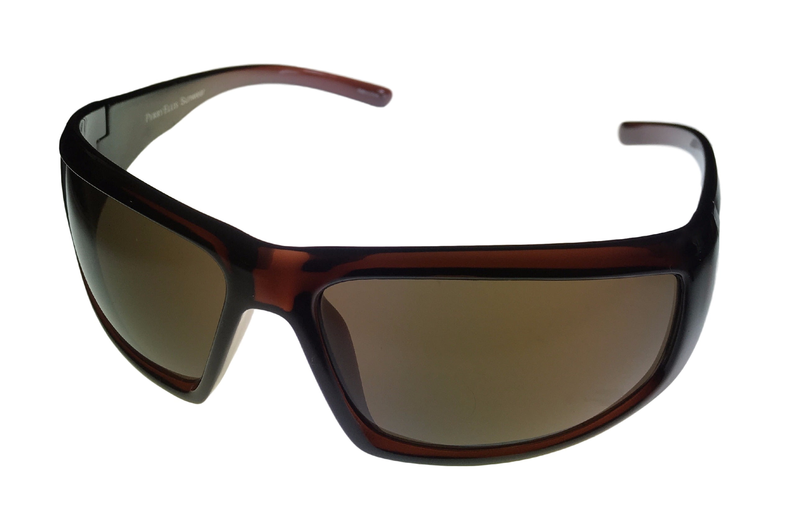 Perry Ellis Mens Sunglass Dark Crystal Brown Plastic Wrap, Gradient ...